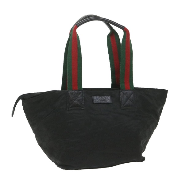 Gucci | Bags | Gucci Gg Canvas Web Sherry Line Tote Bag Black Red Green 3123 Auth Ep2297 | Poshmark